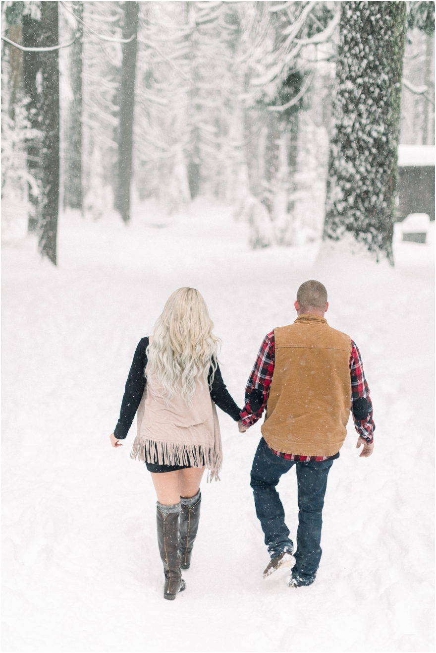 Snowy Baby Announcement with Johnny & Amy at Calaveras Big Trees